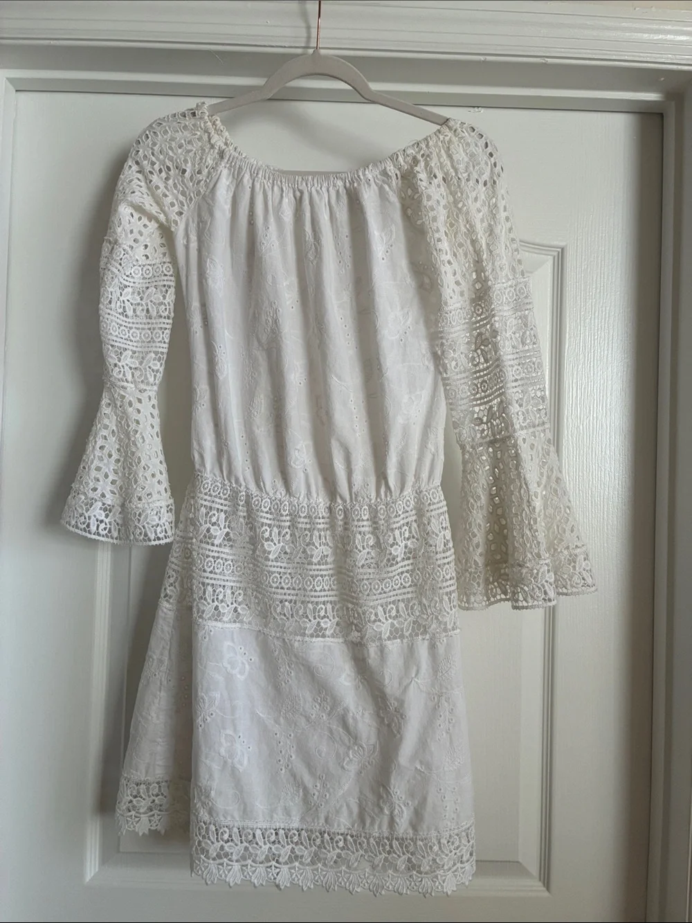 Heaven | Dresses | Festival Open Embroidery Boho Eyelet Bell Sleeve ...